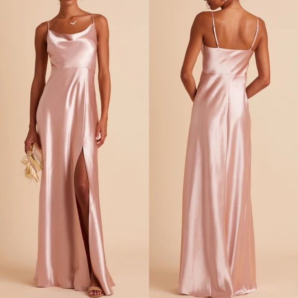 Birdy Grey | Dresses | Birdy Grey Lisa Long Dress Shiny Satin Rose Gold ...